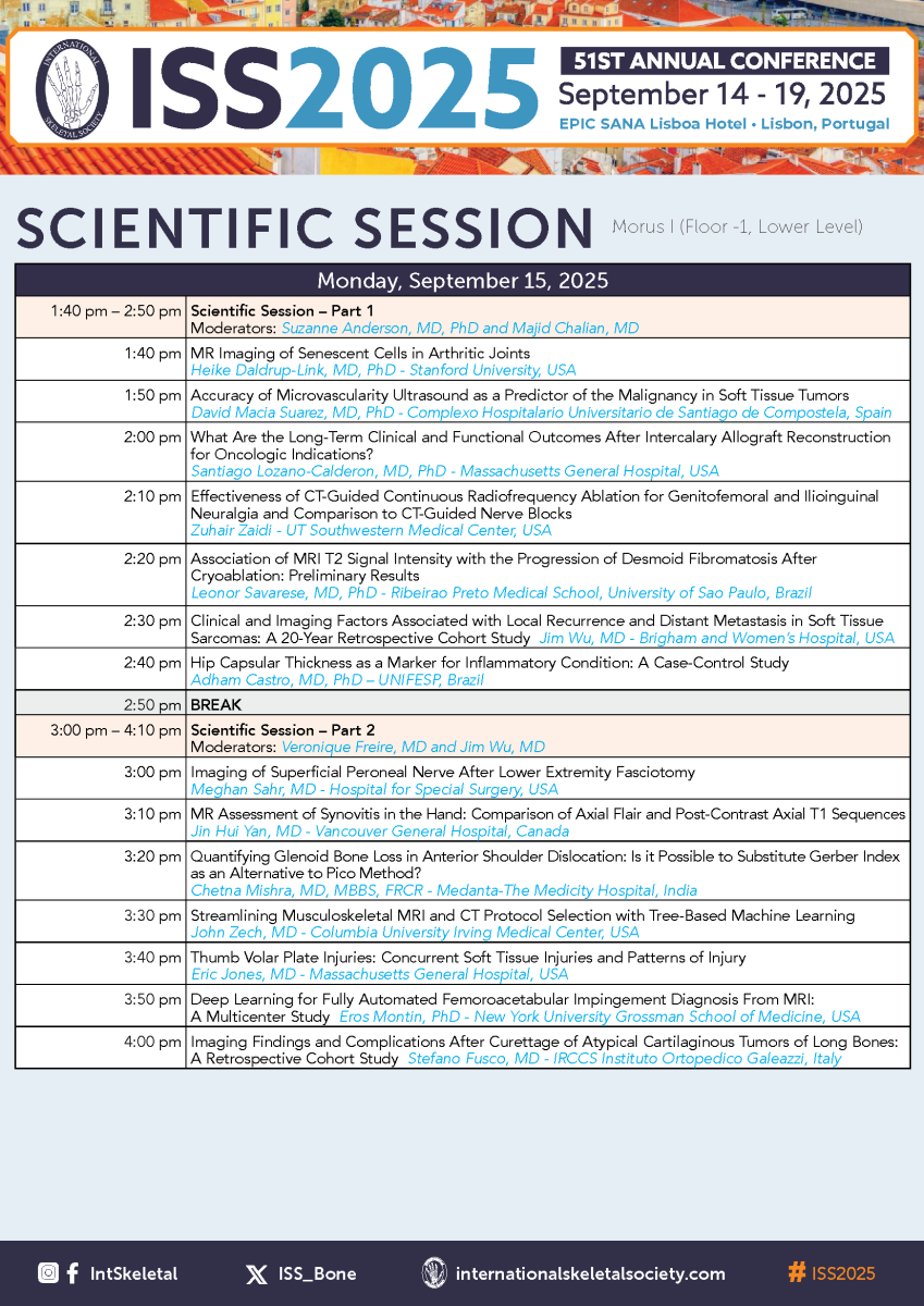 ISS 2025 - Scientific and Breakout Sessions | International Skeletal Society